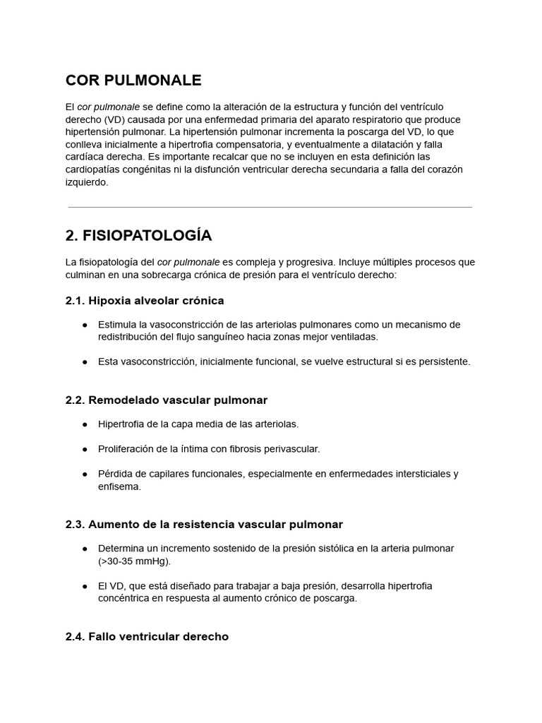 Cor Pulmonale | PDF | Sistema cardiovascular | Especialidades Medicas