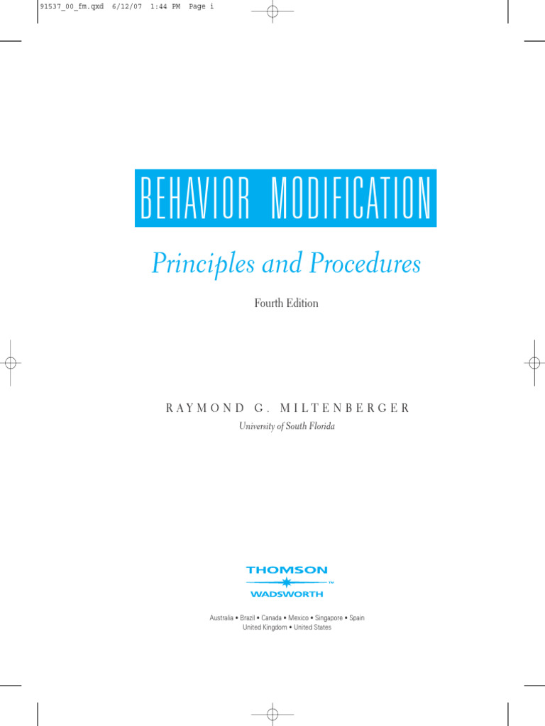 Behavior Modification by Raymond G Miltenberger | PDF | Reinforcement | Classical Conditioning