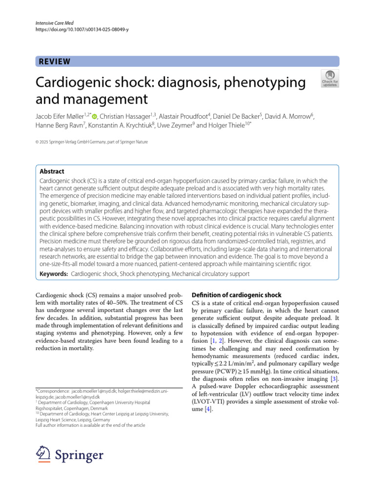Review-Cardiogenic shock-Diagnosis Phenotyping and management | PDF ...