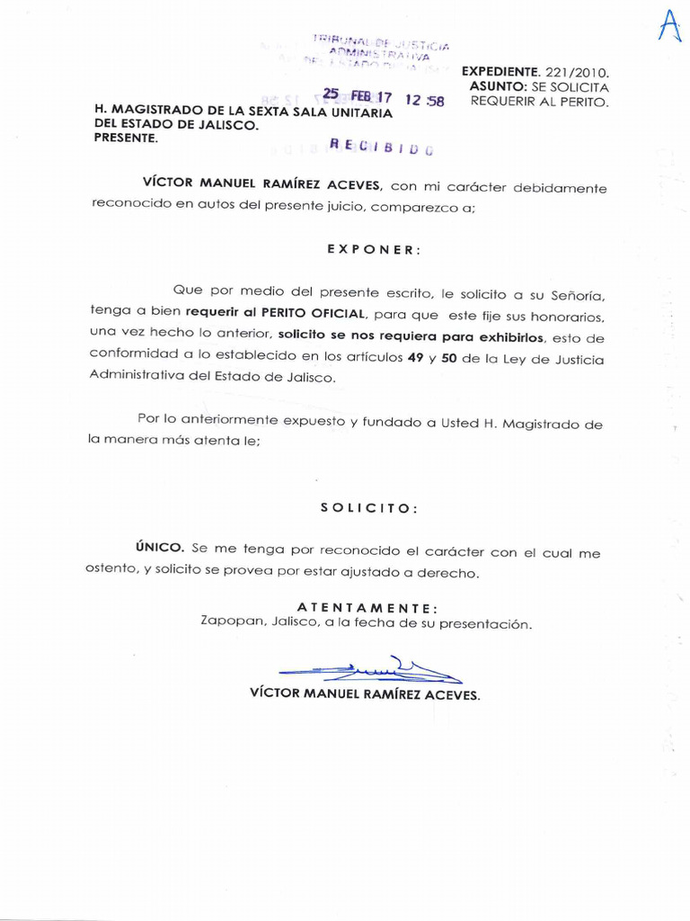 Escrito Acuse 2212010 | PDF