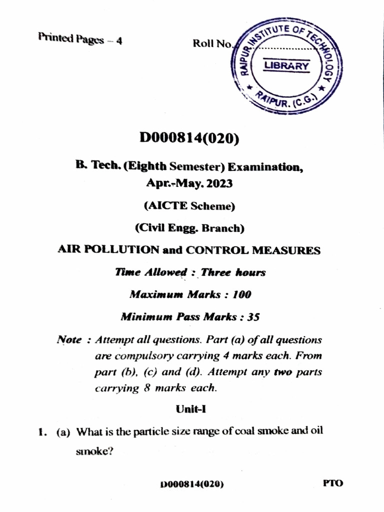 2023 Air Pollution & Control Measures Apr-May (AICTE) | PDF | Smog ...