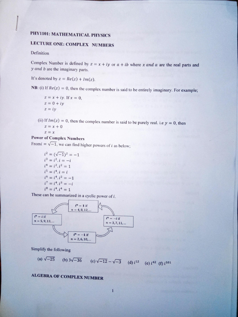 Mathematical Physics (Complex Numbers) | PDF | Complex Number | Equations