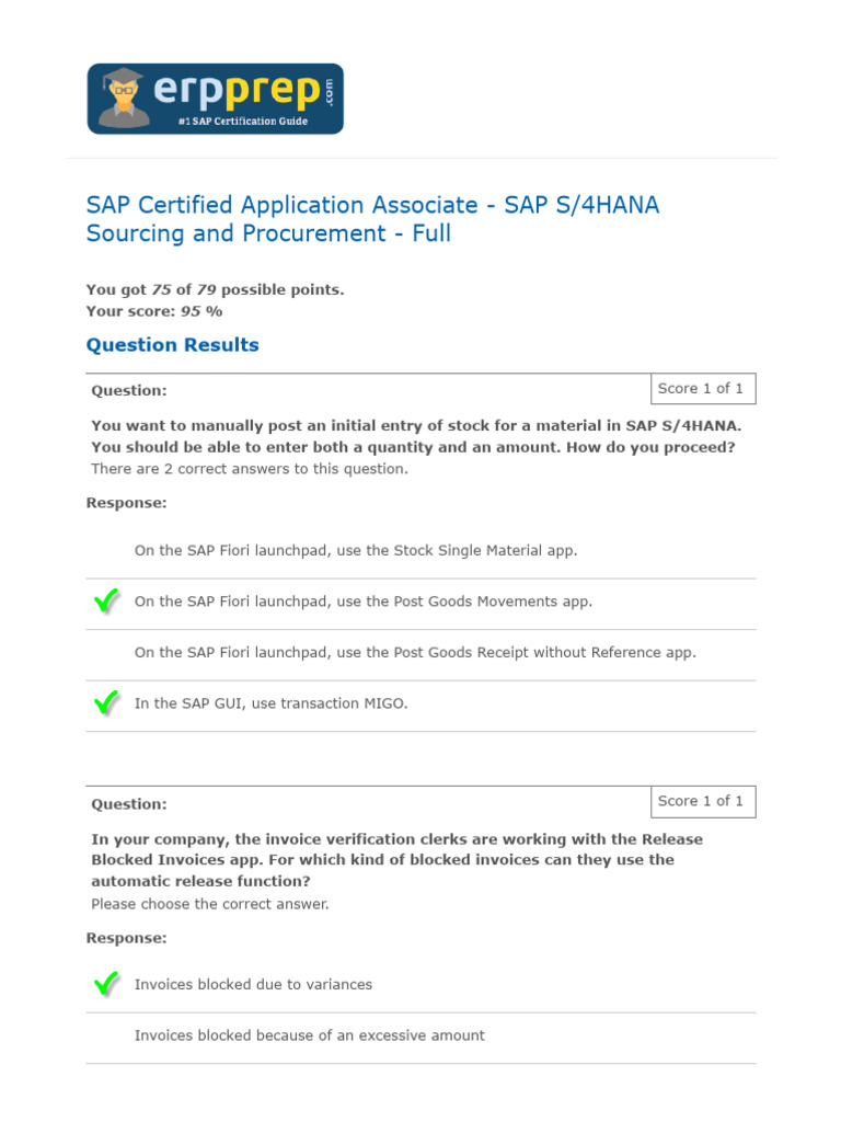 SAP Certified Application Associate - SAP S - 4HANA Sourcing and ...