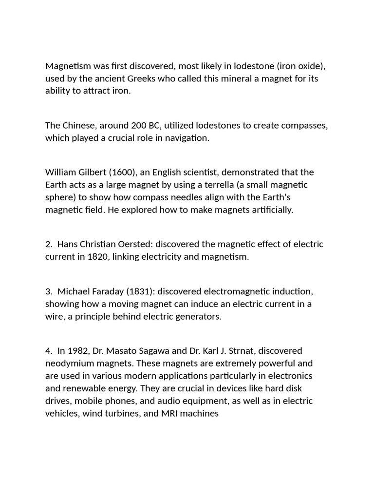 History and Discovery of Magnetism | PDF