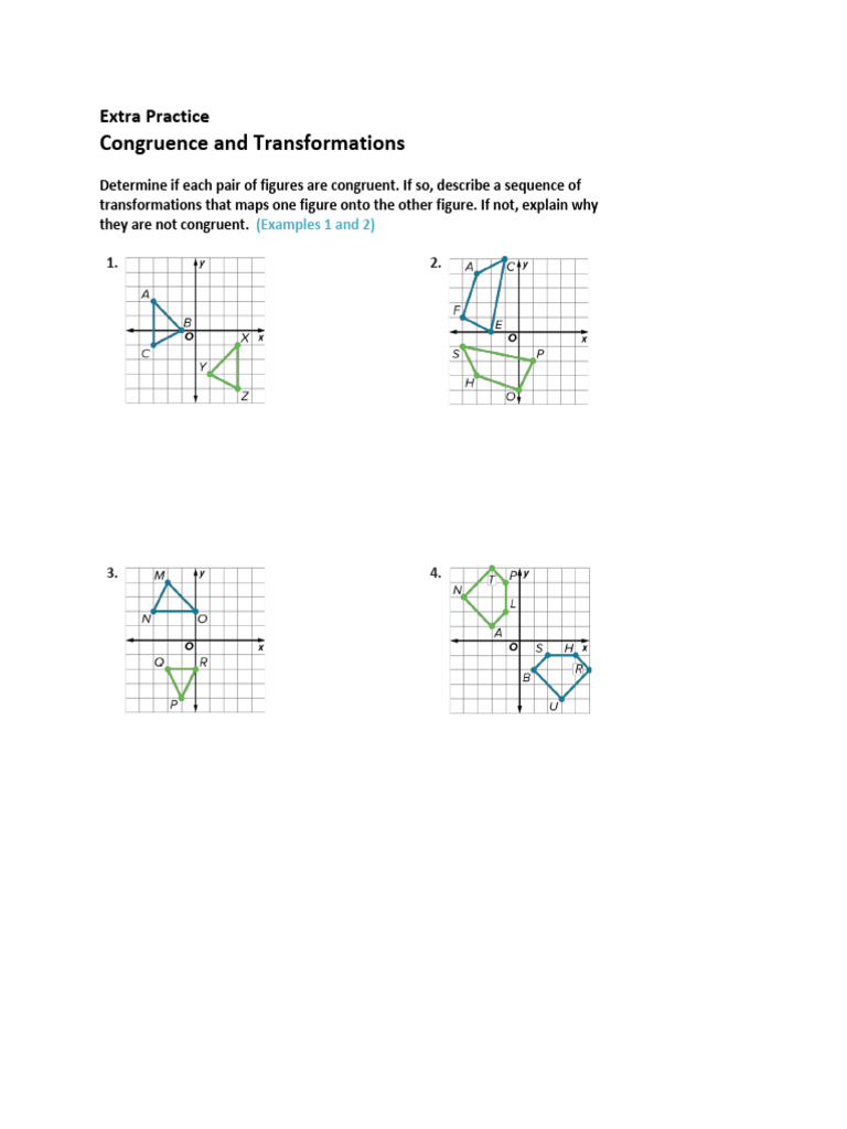 Congruence and Transformations Practice | PDF | Chess Theory | Chess