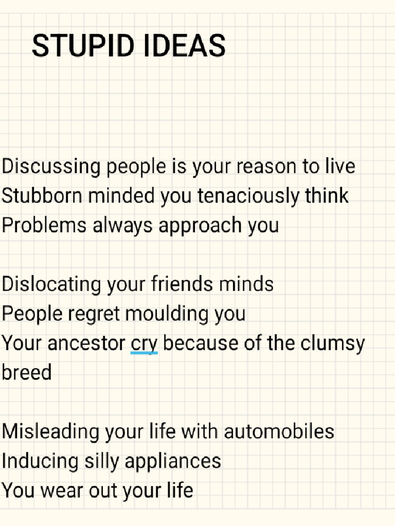 Stupid Ideas Poem | PDF