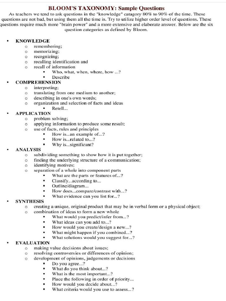 Bloom's Taxonomy | PDF