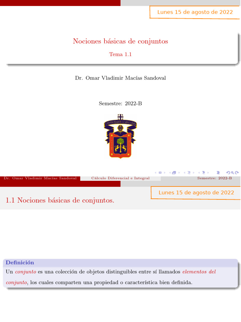1.1 Nociones Basicas de Conjuntos | PDF | Integral | Subconjunto