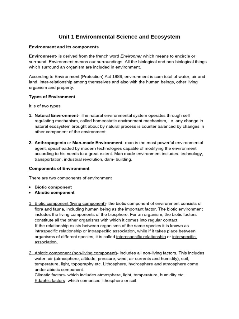 Unit 1 - Environmental Science and Ecosystem | PDF | Troposphere ...