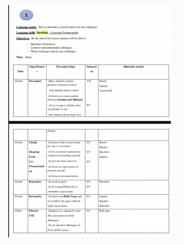 Focus Lesson Plans Unit 1 | PDF