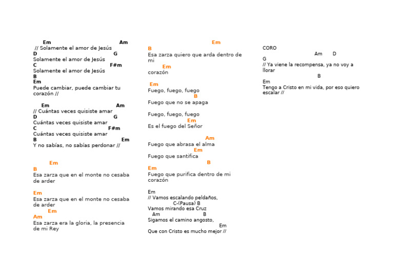 Letra y acordes: Solamente el amor de Jesús | PDF