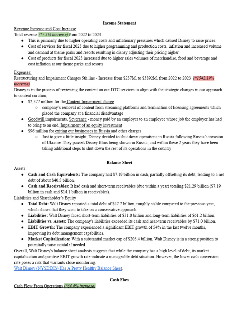 Disney Equity Research Analysis 2023 | PDF | Investing | Free Cash Flow