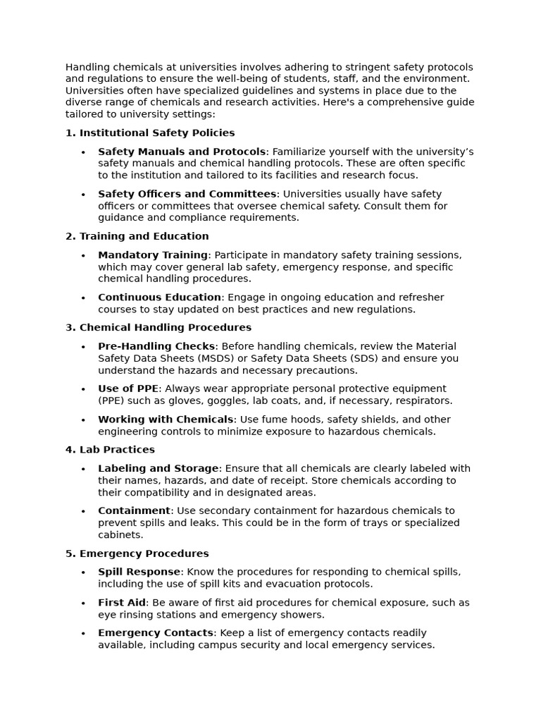 Handling Chemicals at Universities Involves Adhering To Stringent ...