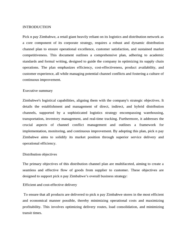 Pick N Pay Distribution Plan APA7 | PDF | Logistics | Warehouse