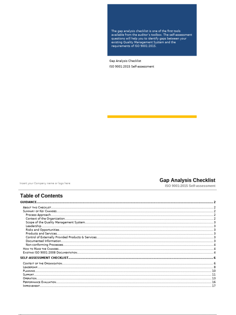 ISO 9001-2015 Gap Analysis Checklist | PDF | Quality Management System | Quality Management