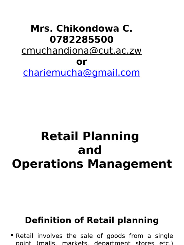 Retail Planning and Operations Management | PDF | Retail | Operations ...