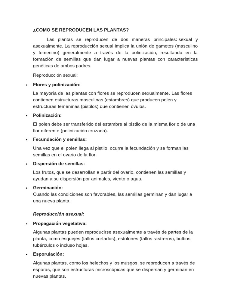 Como Se Reproducen Las Plantas | PDF | Flores | Reproducción sexual