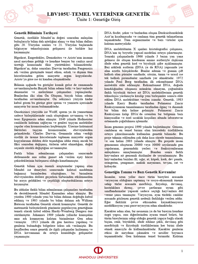 Genetik Özetler | PDF