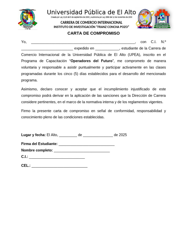 Carta de Compromiso | PDF