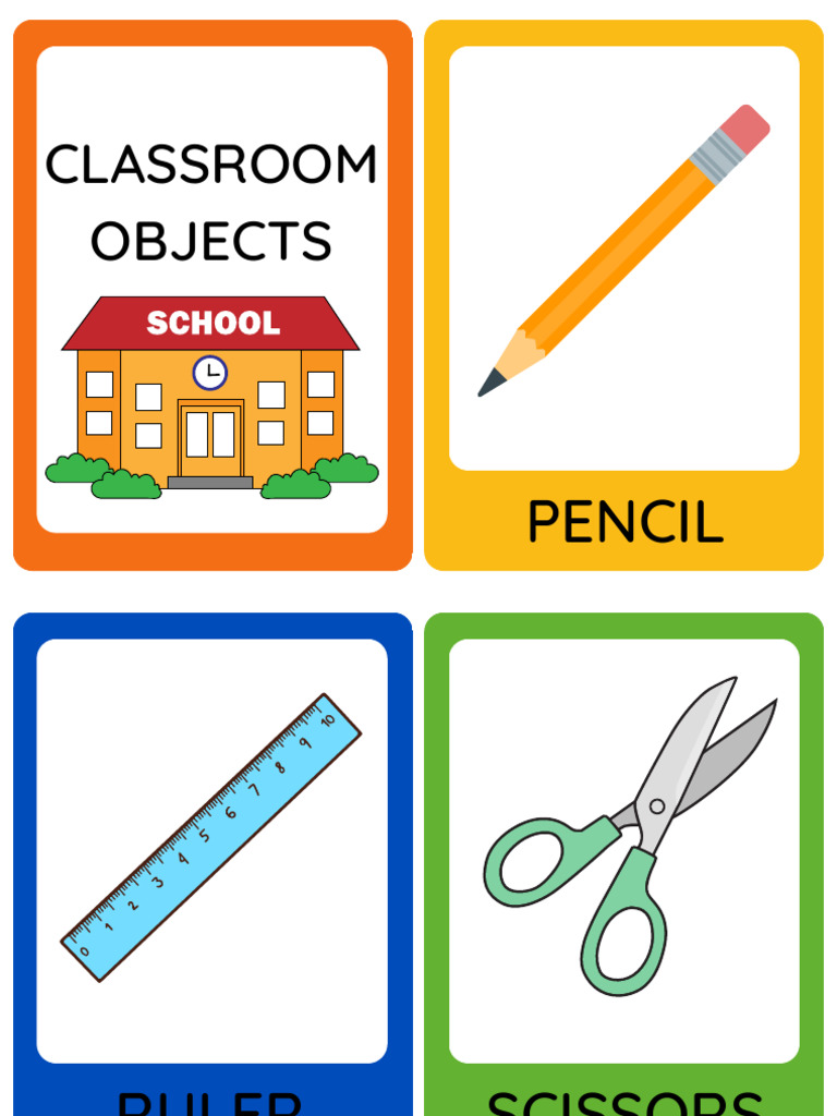 Colorful and Illustrative Classroom Objects Flashcards - 20240625 ...