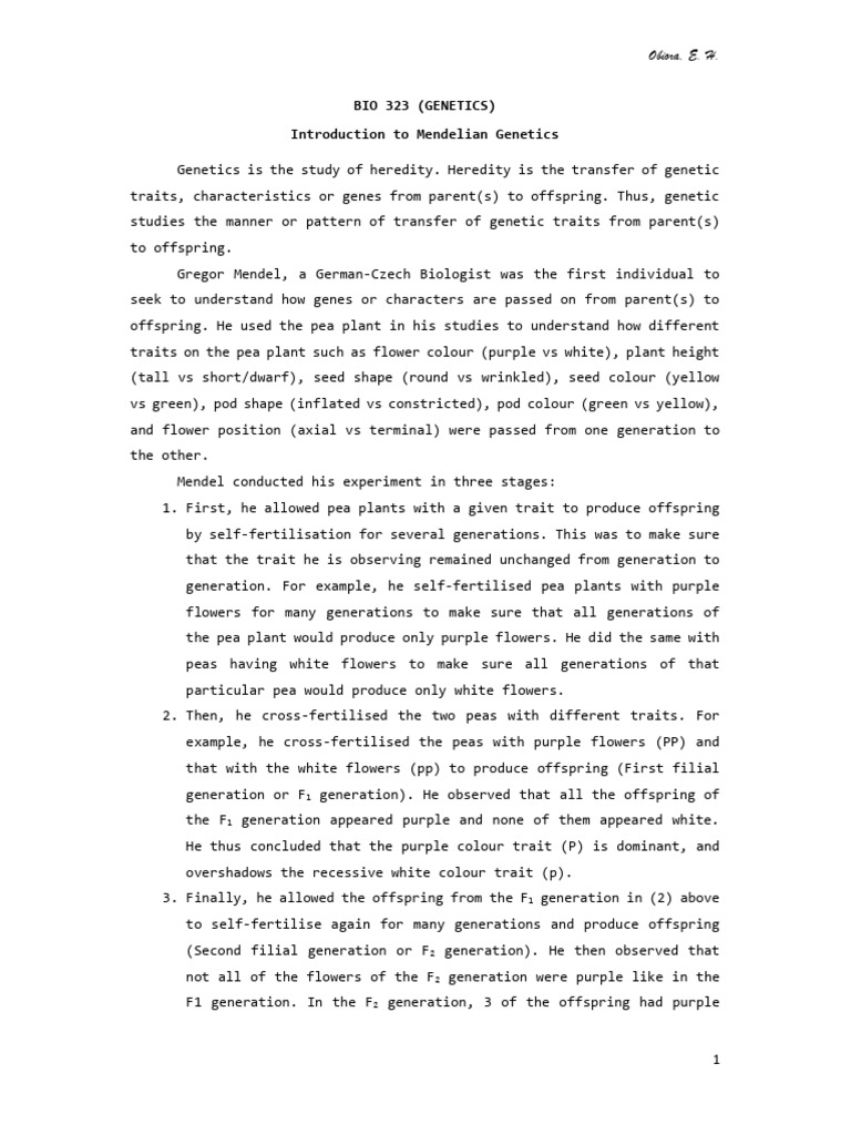 Dominance in Mendelian Genetics | PDF | Dominance (Genetics) | Genotype