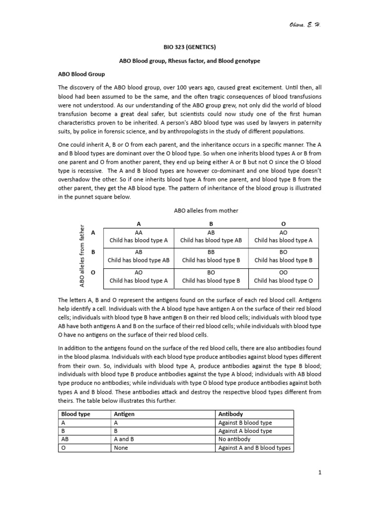 BIO 323 (Blood Group, Genotype, Rhesus Factor) | PDF | Blood Type ...