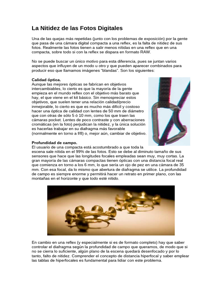 Anexo 4 - La Nitidez de Las Fotos Digitales | PDF | Cámara | Lente de ...
