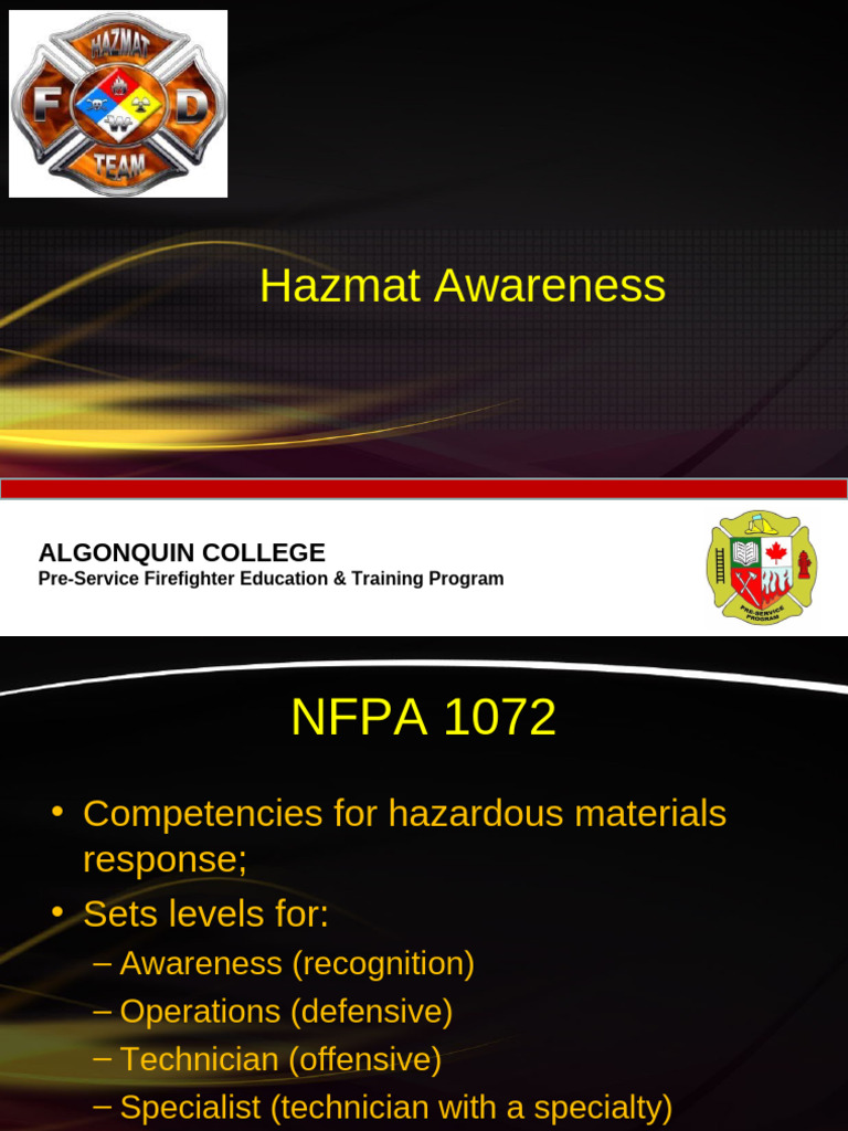 Fir0007 Nfpa 1072 Hazmat Week 1 A1 | PDF | Dangerous Goods | Workplace