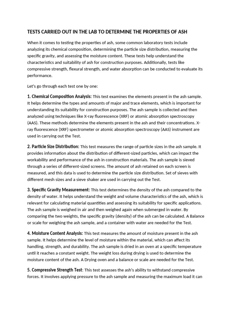 Ash Tests | PDF | Weighing Scale | Strength Of Materials