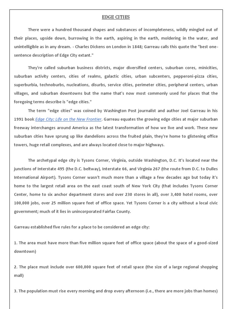 Edge Cities | PDF | Urban Geography | Urban Planning