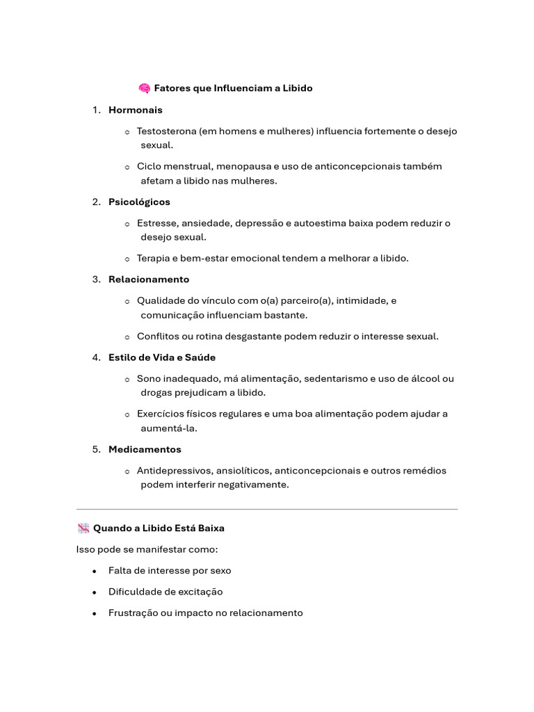 Fatores que Afetam a Libido Sexual | PDF