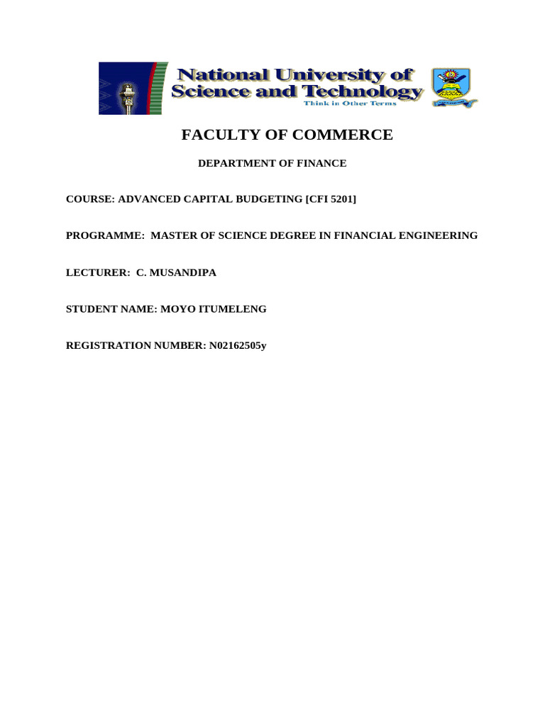 Capital Budgeting Assignment | PDF | Net Present Value | Risk