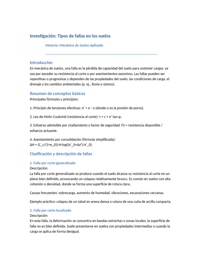Tipos de fallas en suelos y su análisis | PDF | Falla (geología ...