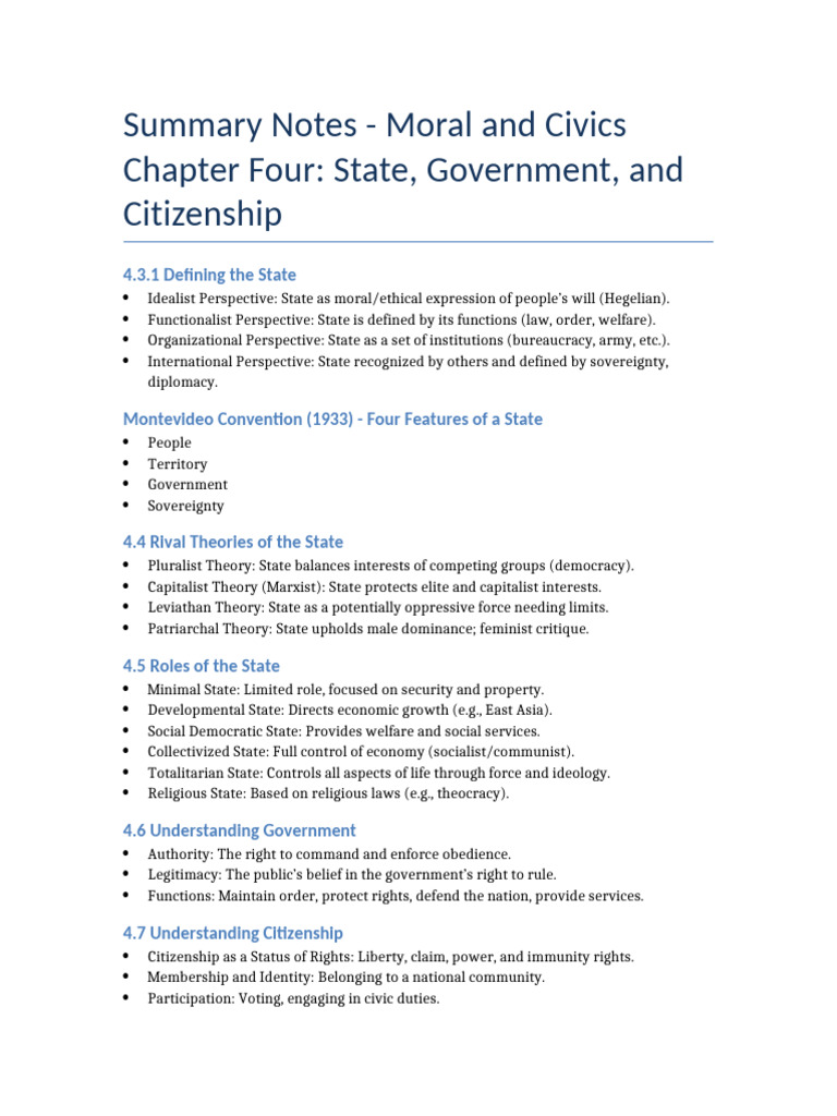 Understanding State, Government, and Citizenship | PDF | State (Polity ...