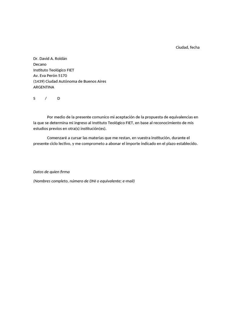 Aceptación de Equivalencias en FIET | PDF