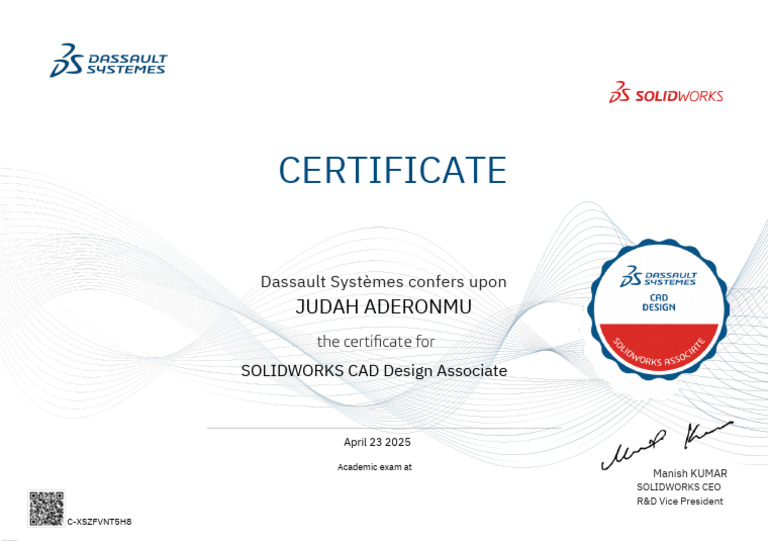 Certificate C XSZFVNT5H8 PDF | PDF