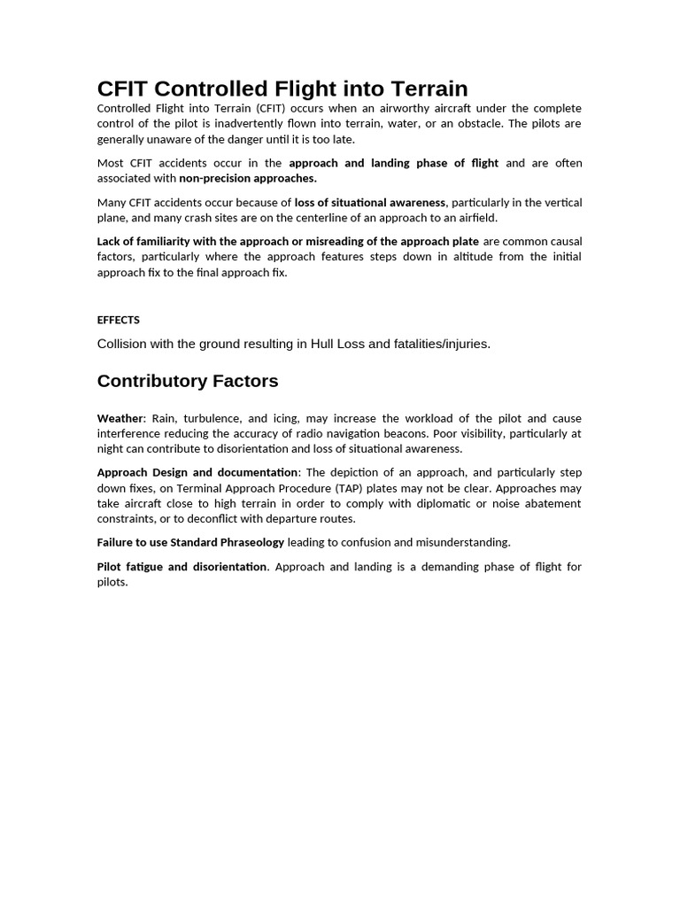 Understanding CFIT in Aviation | PDF