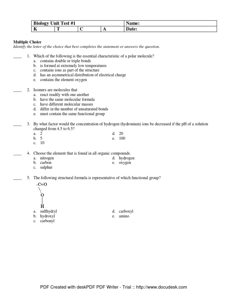 Unit Test 1 Grade 12 Bio | PDF | Cellular Respiration | Electron ...