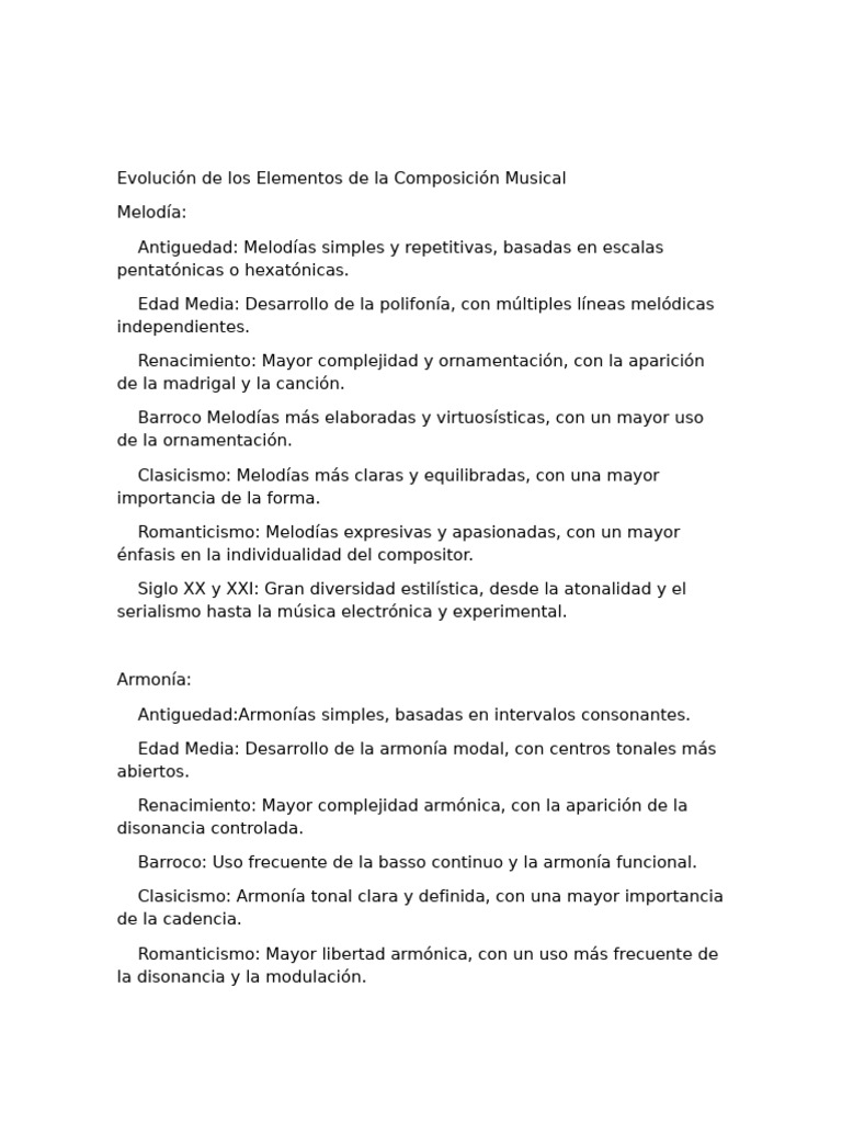 Evolución de la Composición Musical | PDF | Armonía | Ritmo