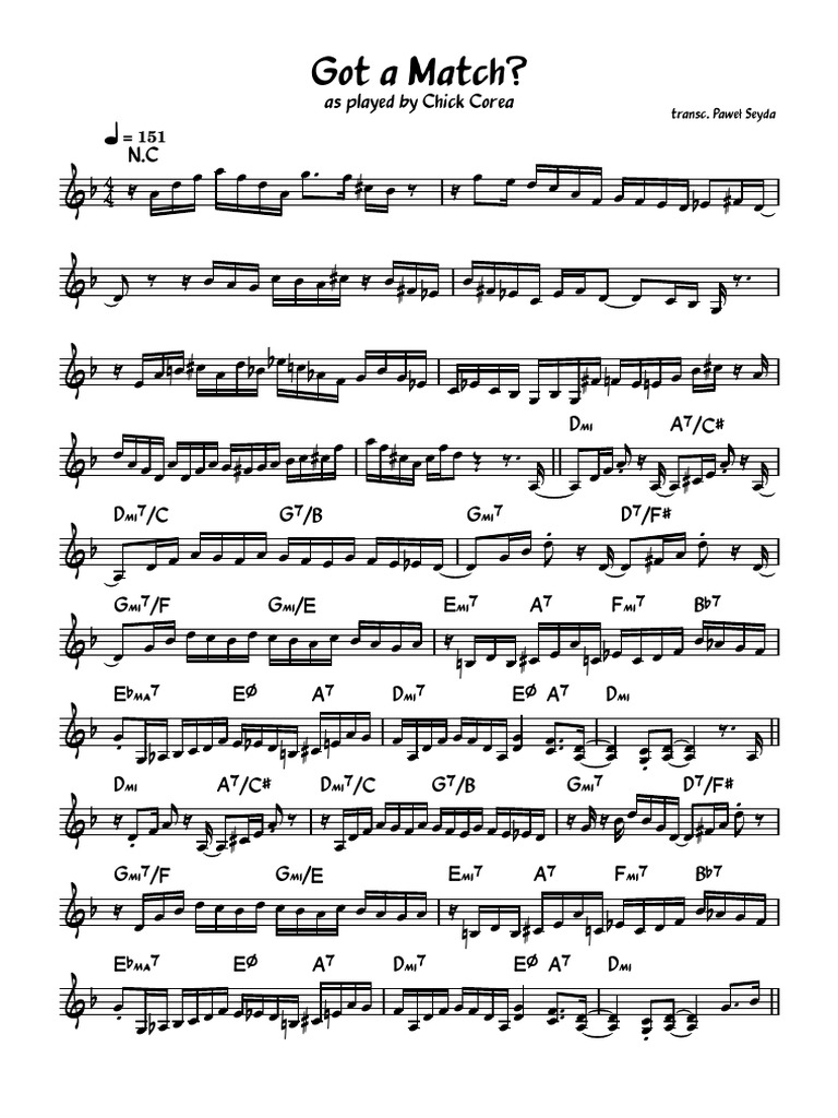 Chick Corea's "Got a Match?" Transcription | PDF