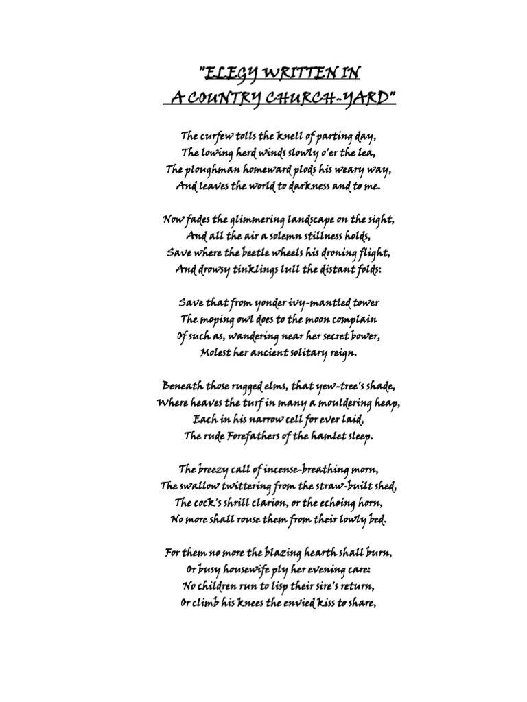 ELEGY WRITTEN in A Country Church Yard | PDF