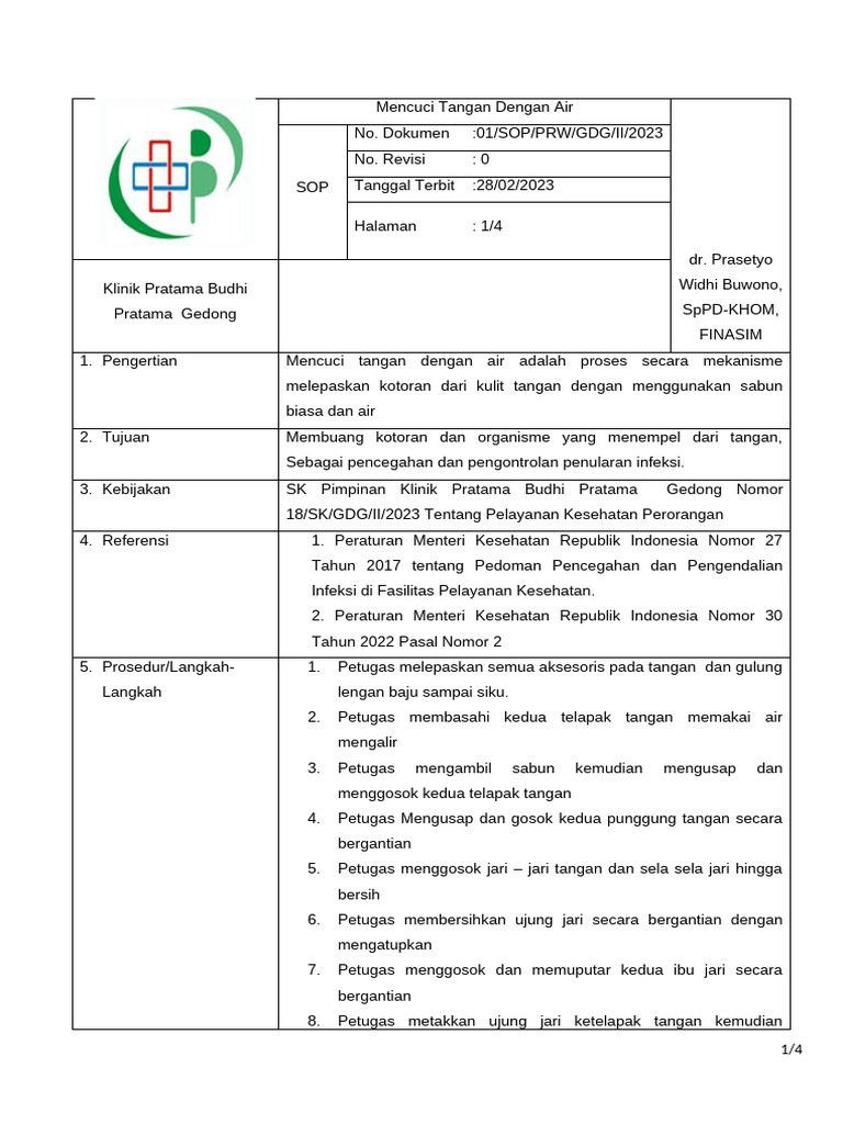Prosedur Mencuci Tangan yang Benar | PDF