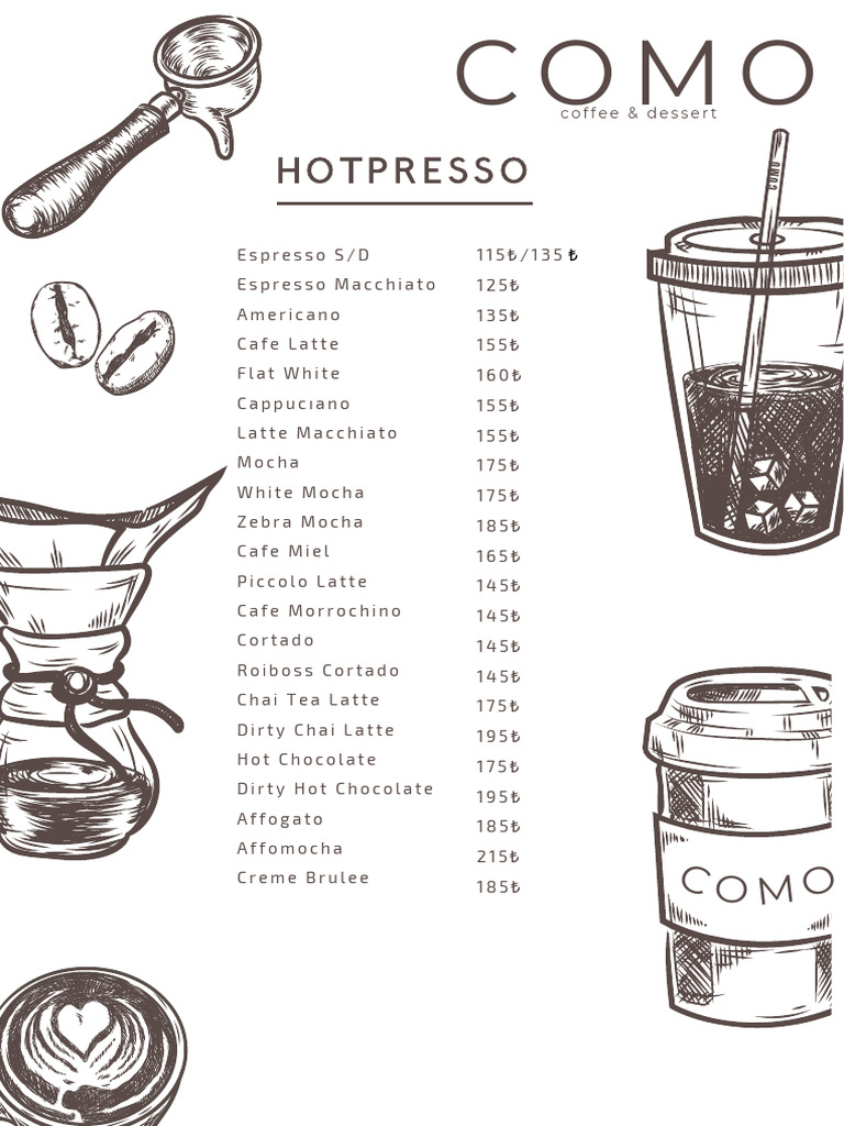 Menú de Café y Postres Variados | PDF | café | Bebidas no alcohólicas