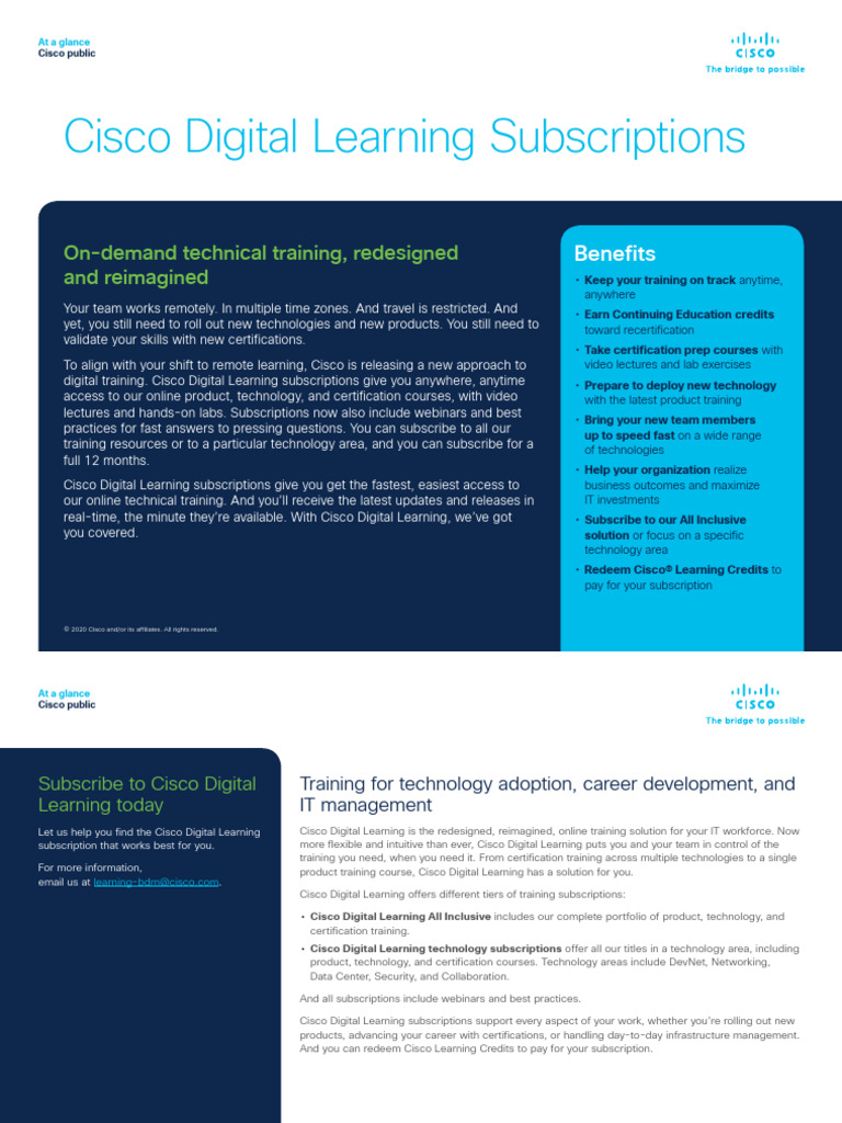 Cisco Digital Learning Subscriptions Overview | PDF