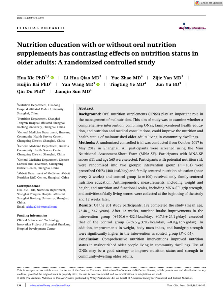 Nutrition Interventions for Malnourished Seniors | PDF | Foods | Dieting