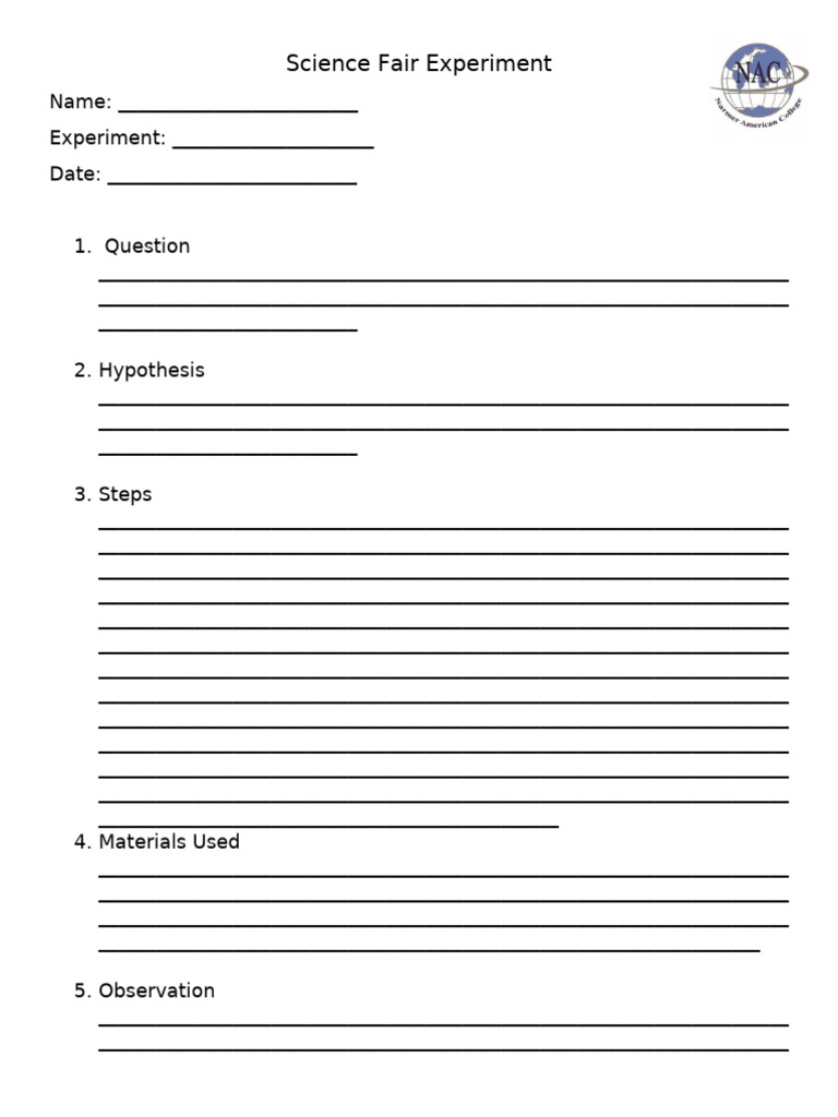 Science Fair Experiment Student Sheet | PDF | Chess Theory | Chess