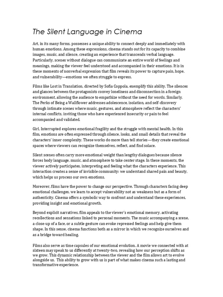 Silent Language in Cinemag | PDF | Emotions | Psychology