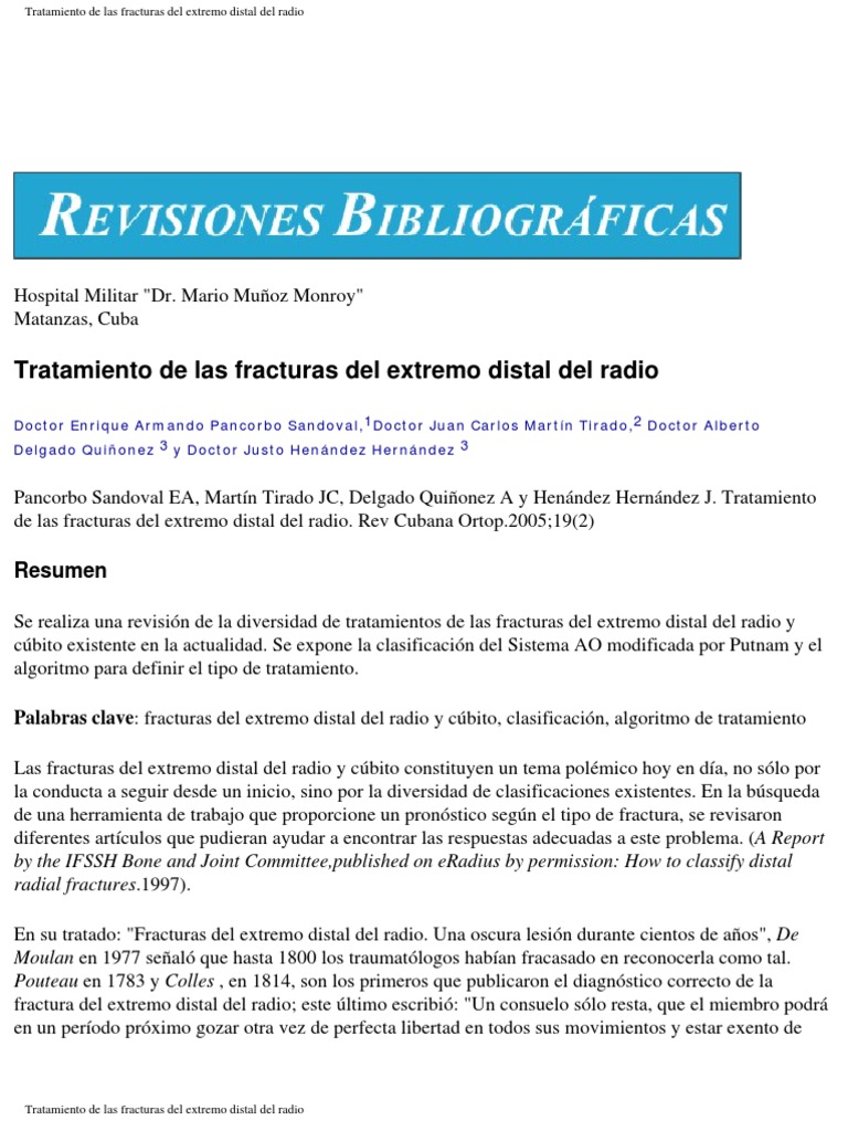 Tratamiento de fracturas del radio distal | PDF | Hueso | Osteoporosis