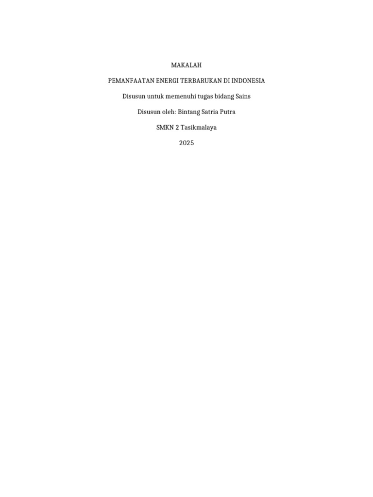 Pemanfaatan Energi Terbarukan Indonesia | PDF