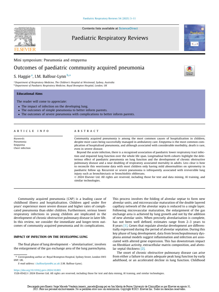 Outcomes of Paediatric Community Acquired Pneumonia | PDF | Pneumonia ...